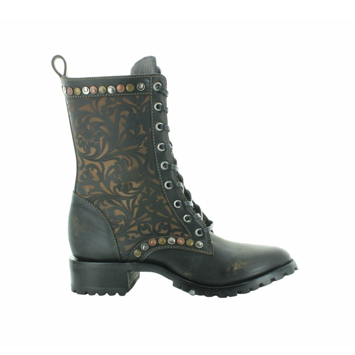 Women's Laser Etched Studded Lace Up Boots | Roxton by Old Gringo Boots